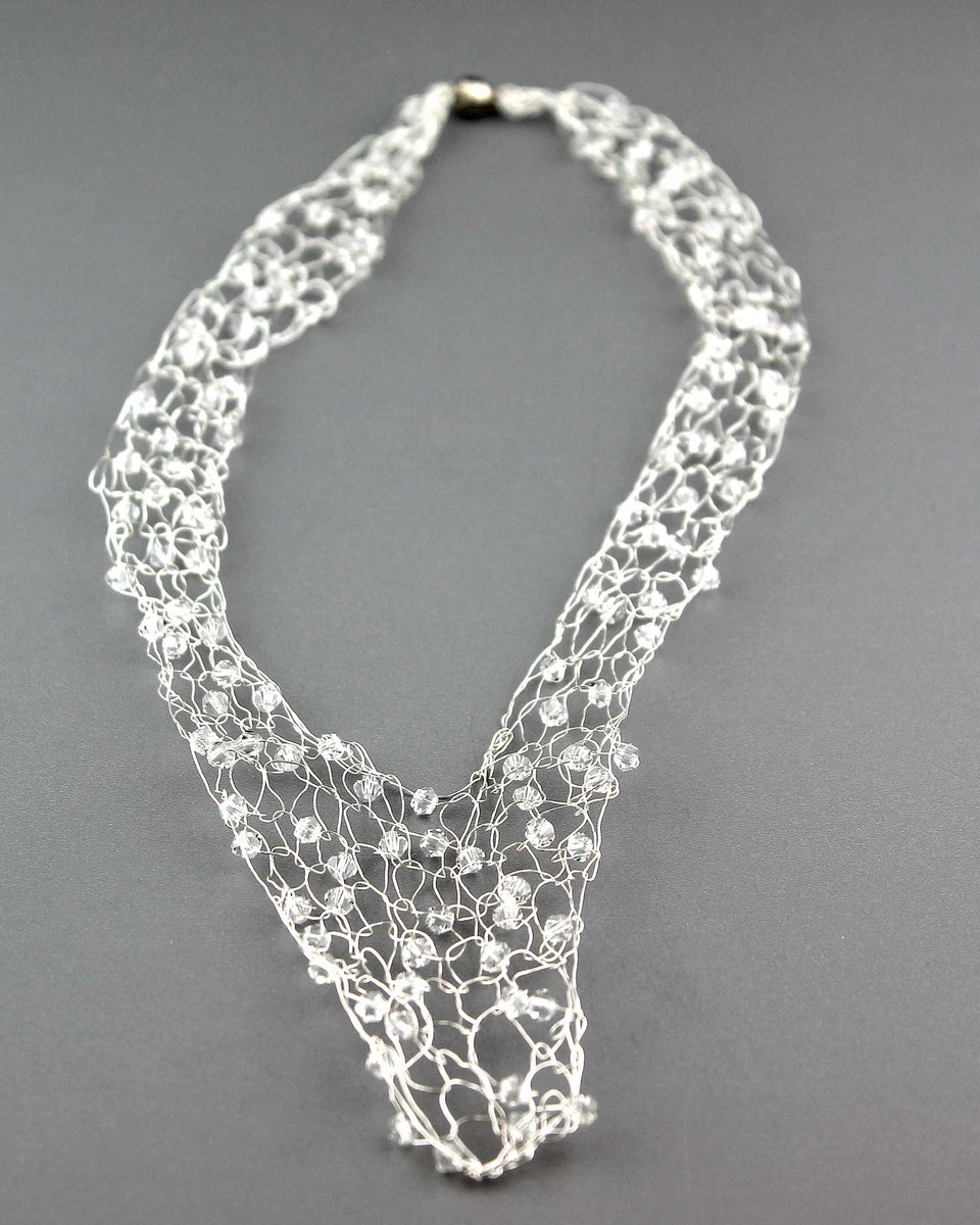 Wire Vneck Necklace- Silver with Pearl – Shaffer Studio